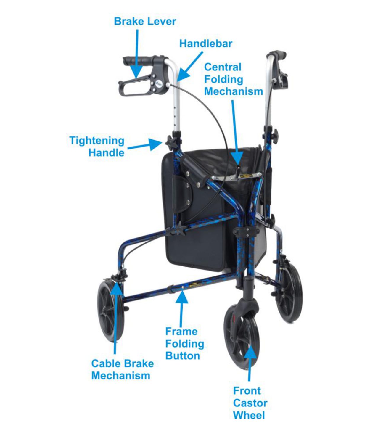Drive Flame Tri Walker Rollator | 3 Wheeled Walker with Brakes