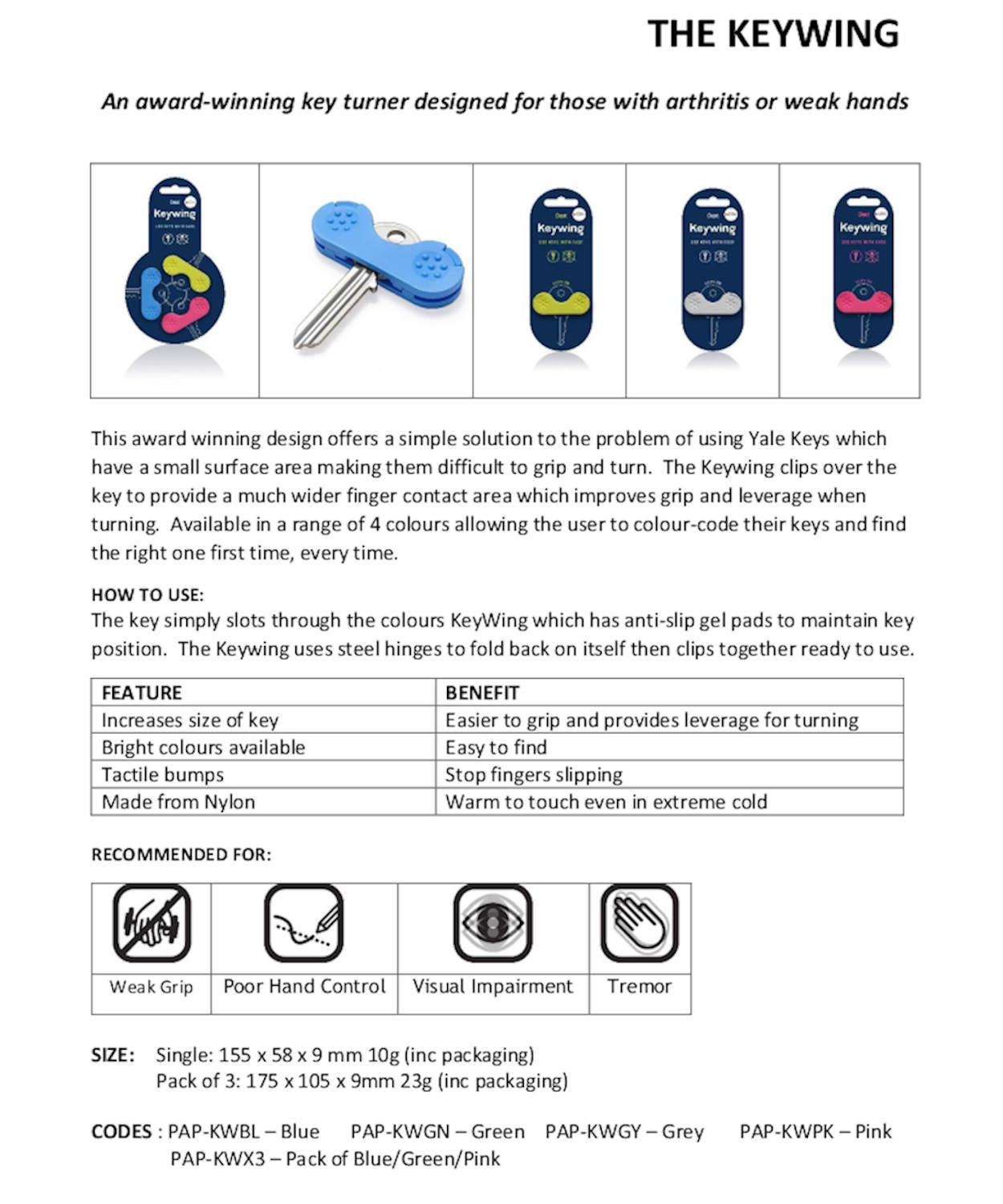 Keywing Key Turner | Grip keys and Turns locks easily