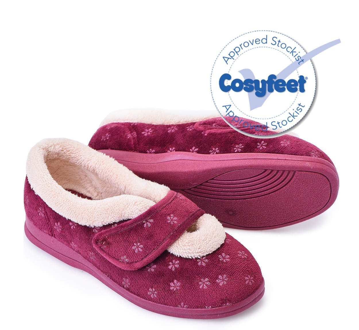 Cosyfeet - Snuggly Ladies Slippers Burgundy Floral - Rise Furniture and ...